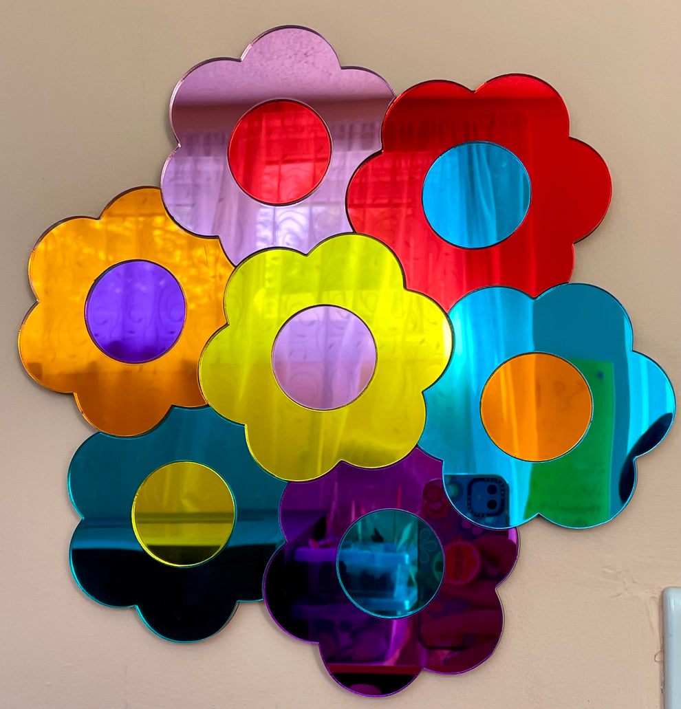 Rainbow Daisy Acrylic Mirror – Hung On You Boutique